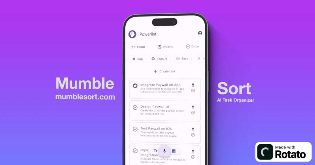 Mumble Sort - Task management made simple | pibi-studio